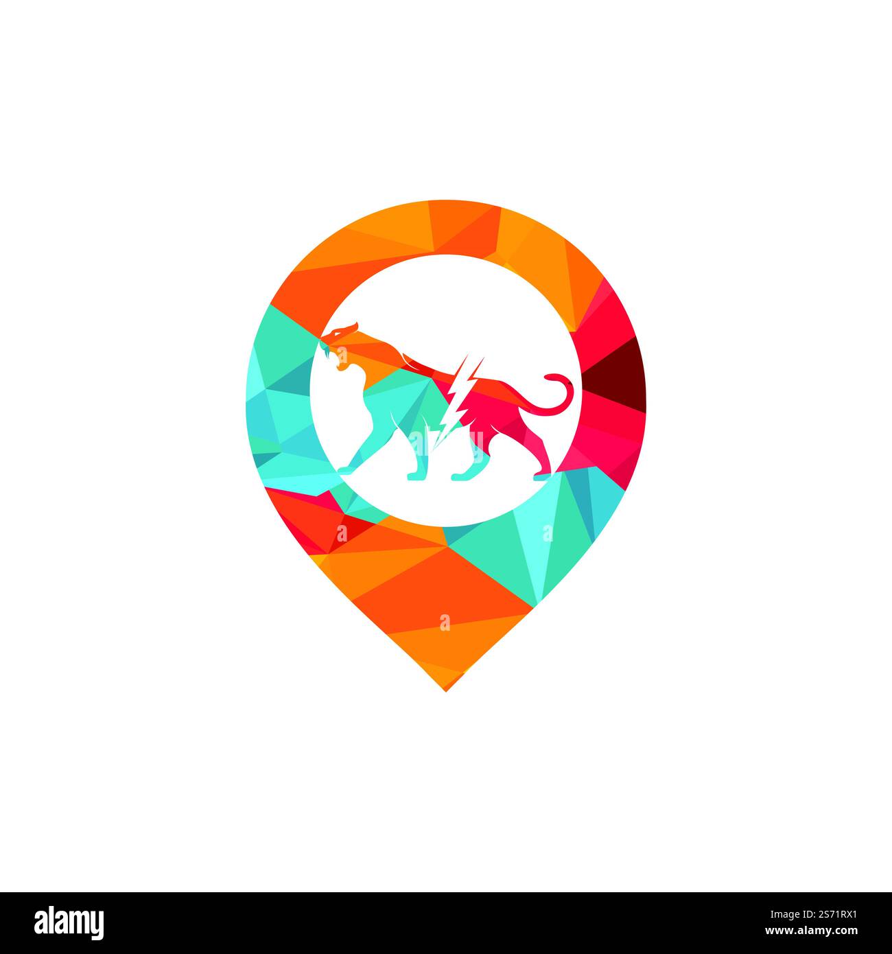 Cheetah thunder with pin vector logo design. Cheetah electric energy ...