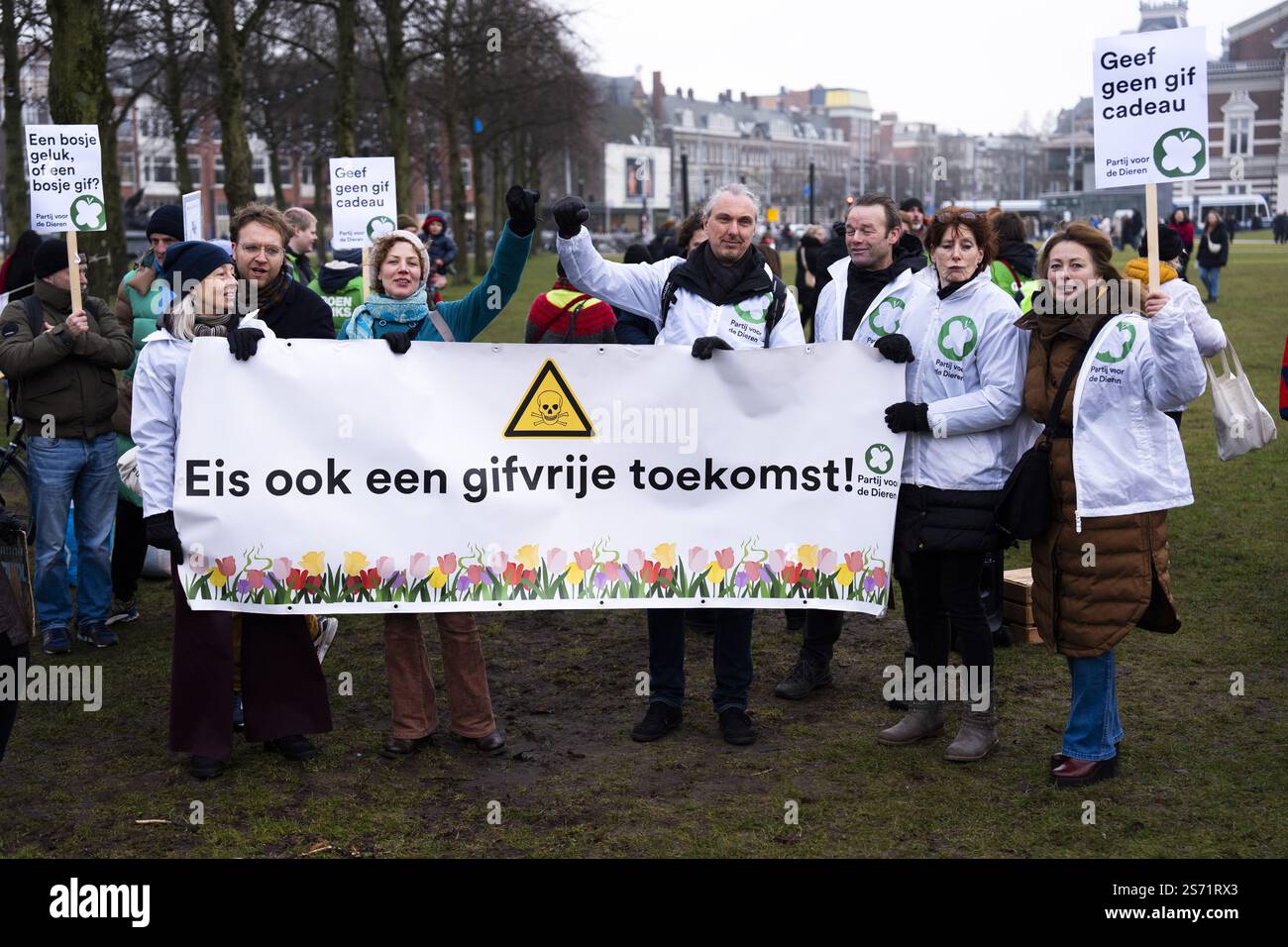 AMSTERDAM - Activists demonstrate during National Tulip Day. Visitors ...