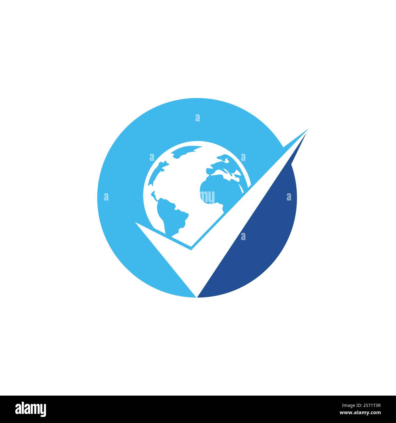 Globe check vector logo design. Tick mark and globe icon design Stock ...