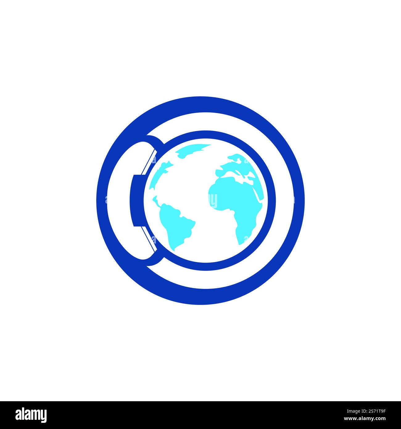 Globe with handset vector logo icon. Call and globe icon international ...