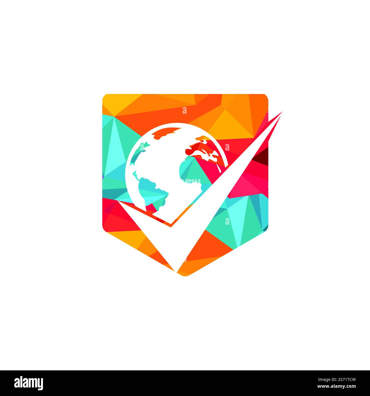 Globe check vector logo design. Tick mark and globe icon design Stock ...
