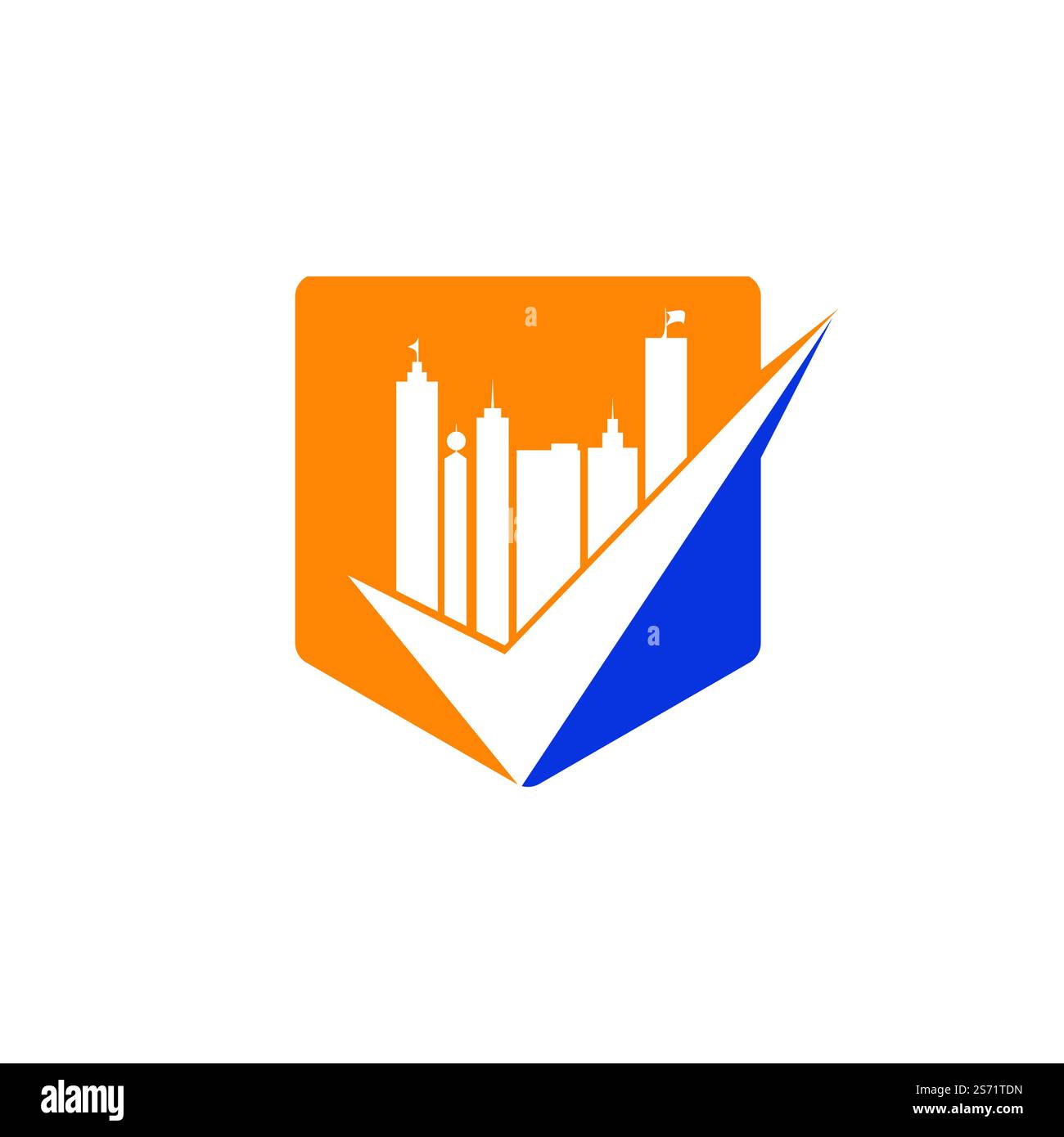 City building check mark logo design. Building construction logo ...
