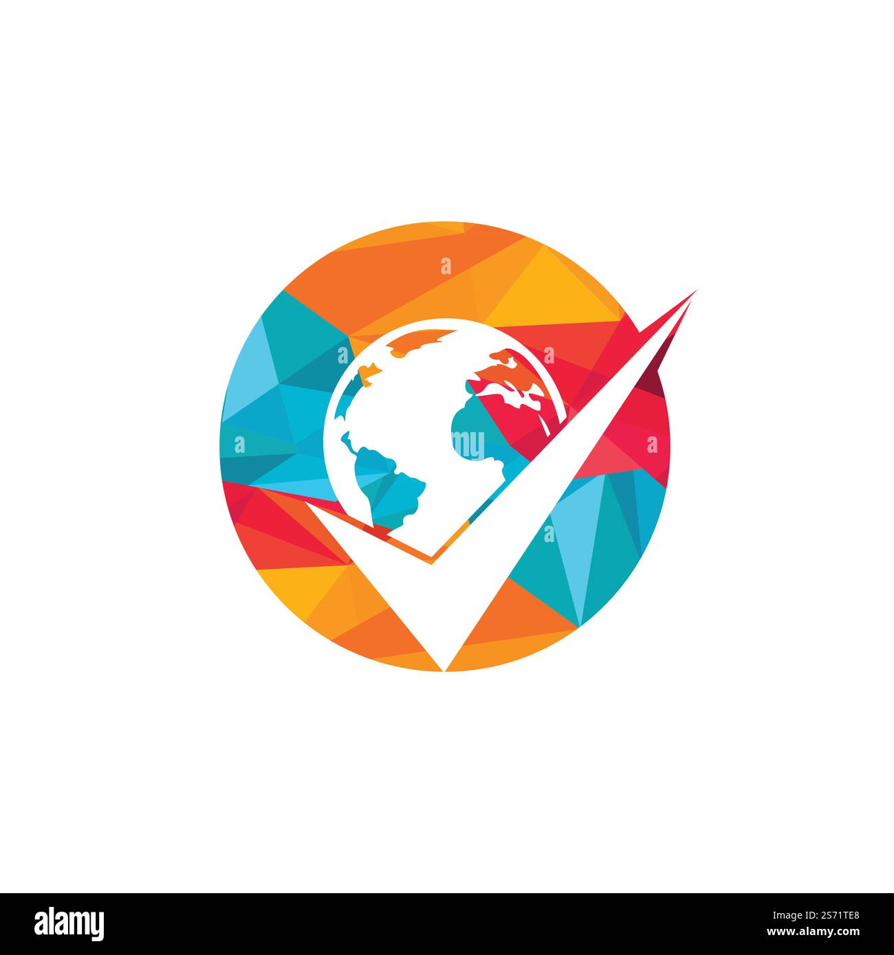 Globe check vector logo design. Tick mark and globe icon design Stock ...