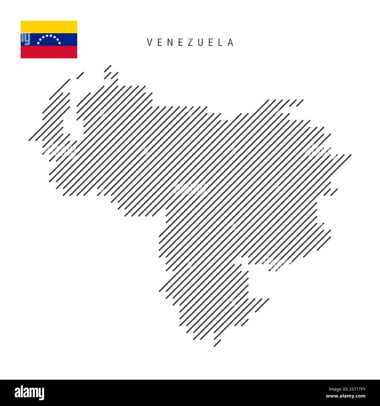 Venezuela map from pattern of black slanted parallel lines. Venezuelan ...