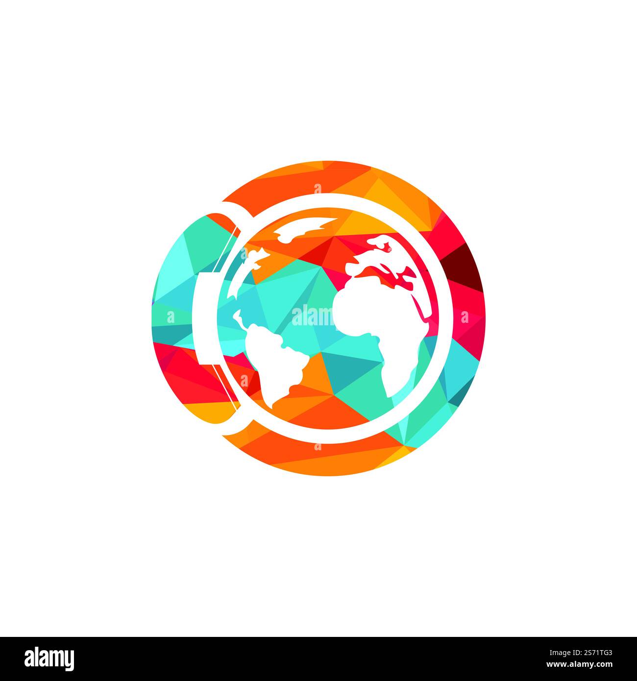 Globe with handset vector logo icon. Call and globe icon international ...