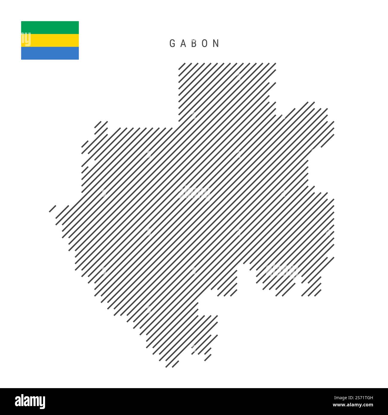 Gabon map from pattern of black slanted parallel lines. Gabonese map ...