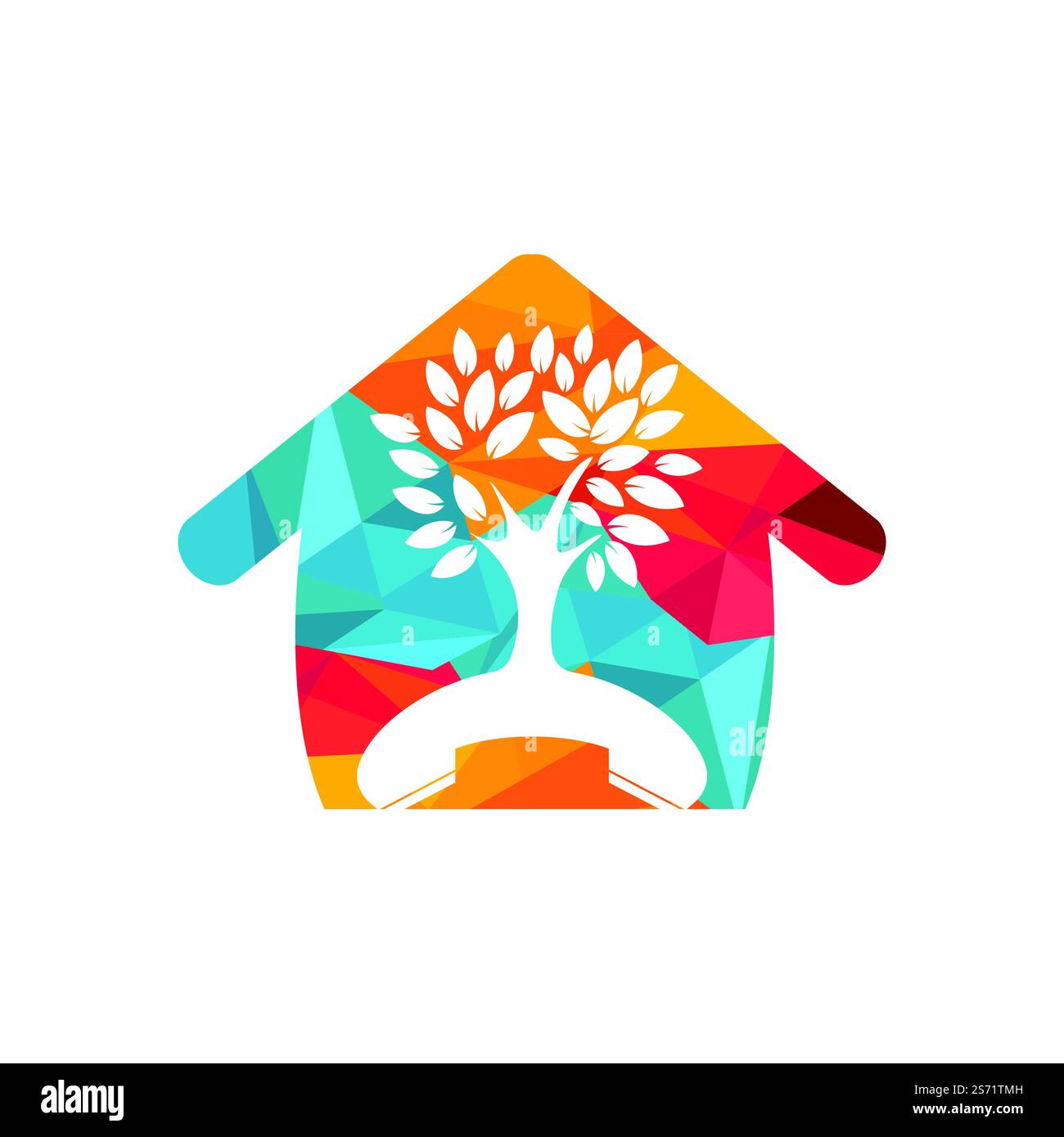 Nature call vector logo design. Handset tree with home icon design ...