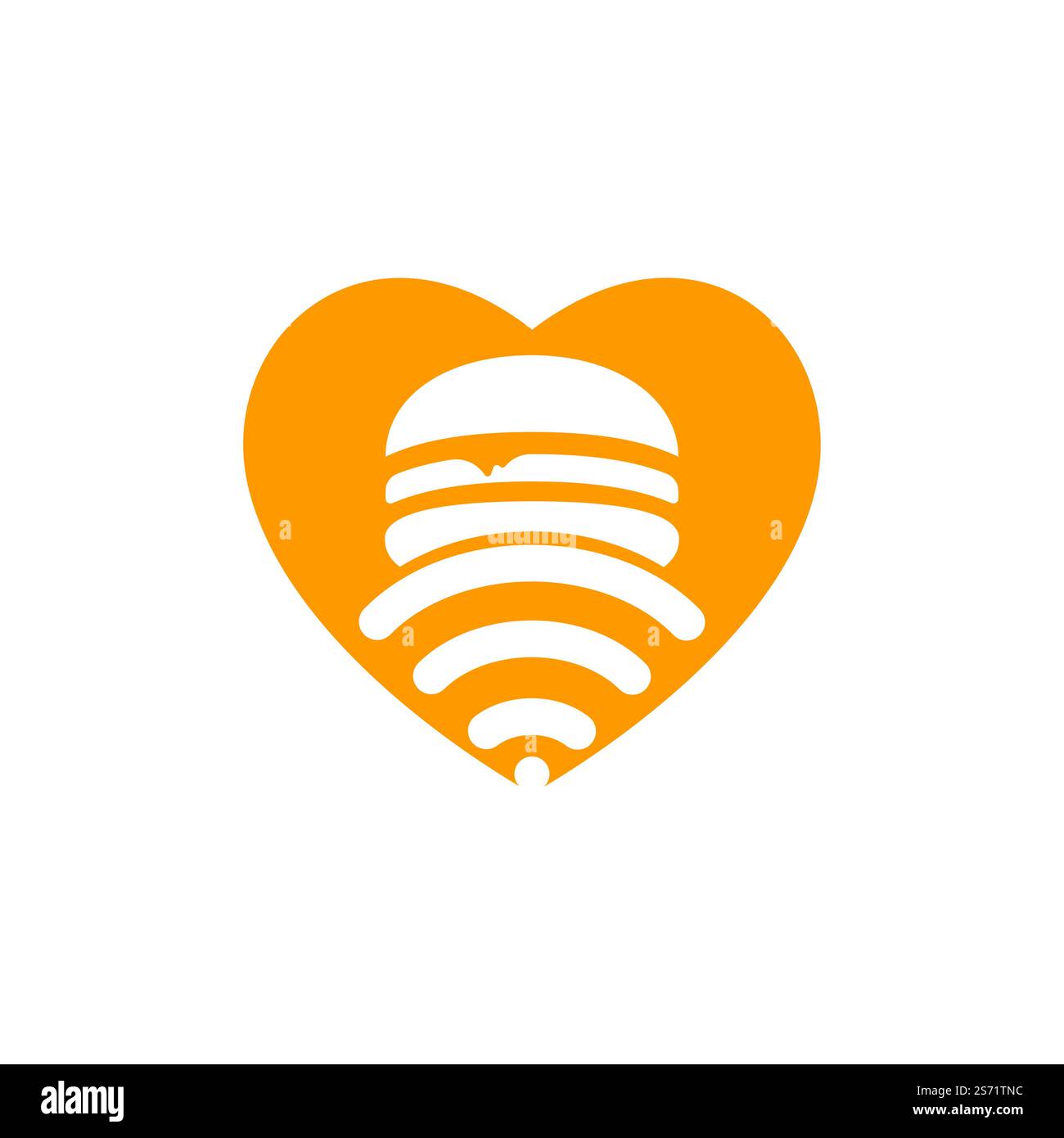 Online food logo design concept. Hamburger and WiFi signal with heart ...