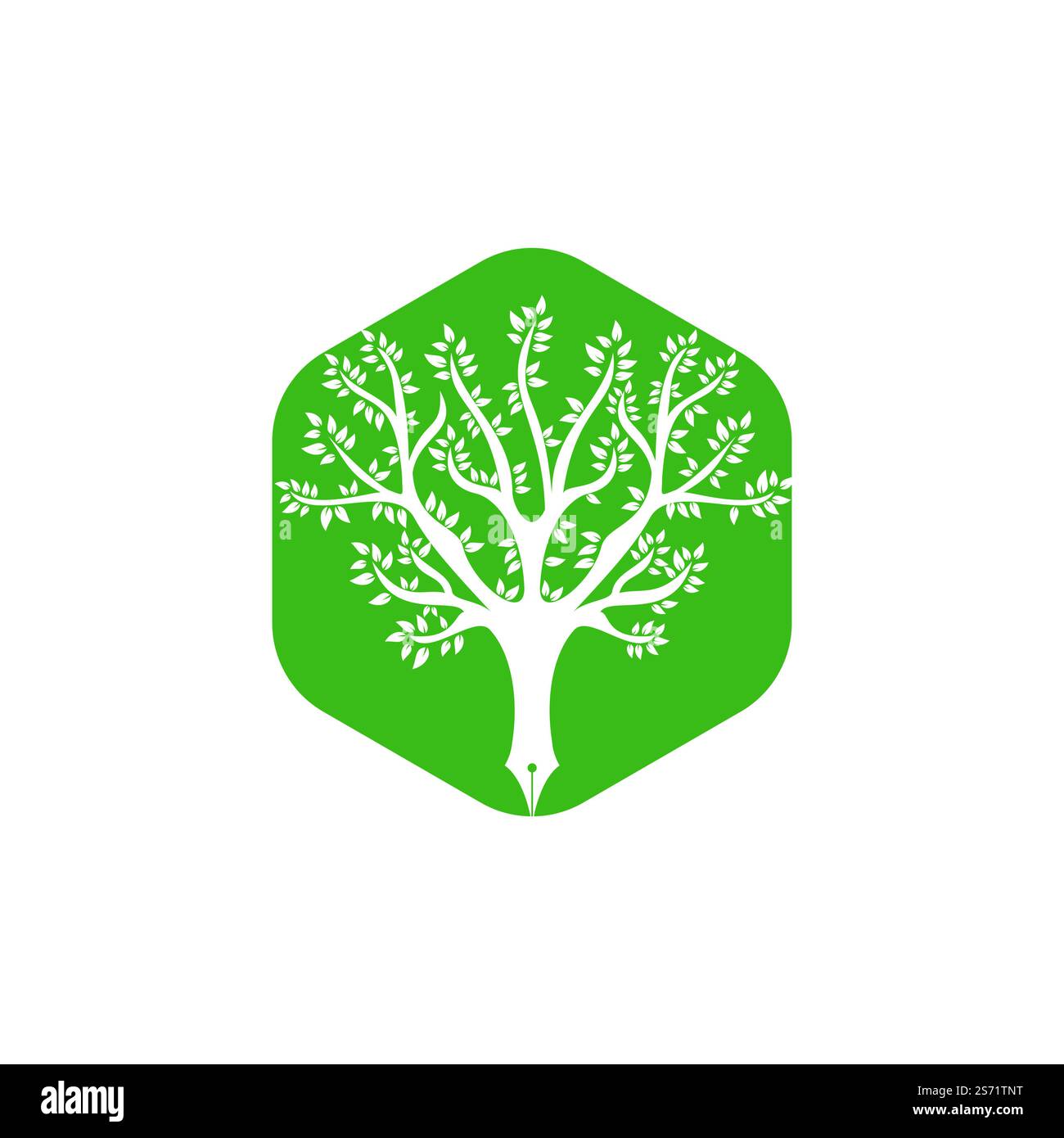 Tree pen vector logo design template. Writer and nature logo concept ...