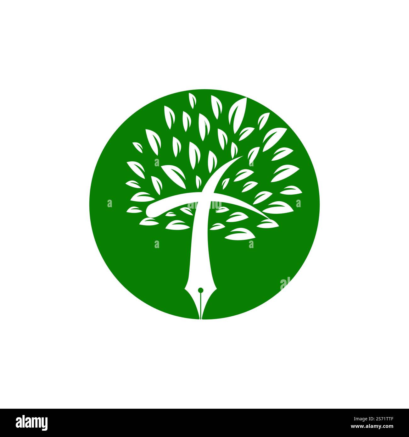Tree pen and cross vector logo design template. Bible learning and ...