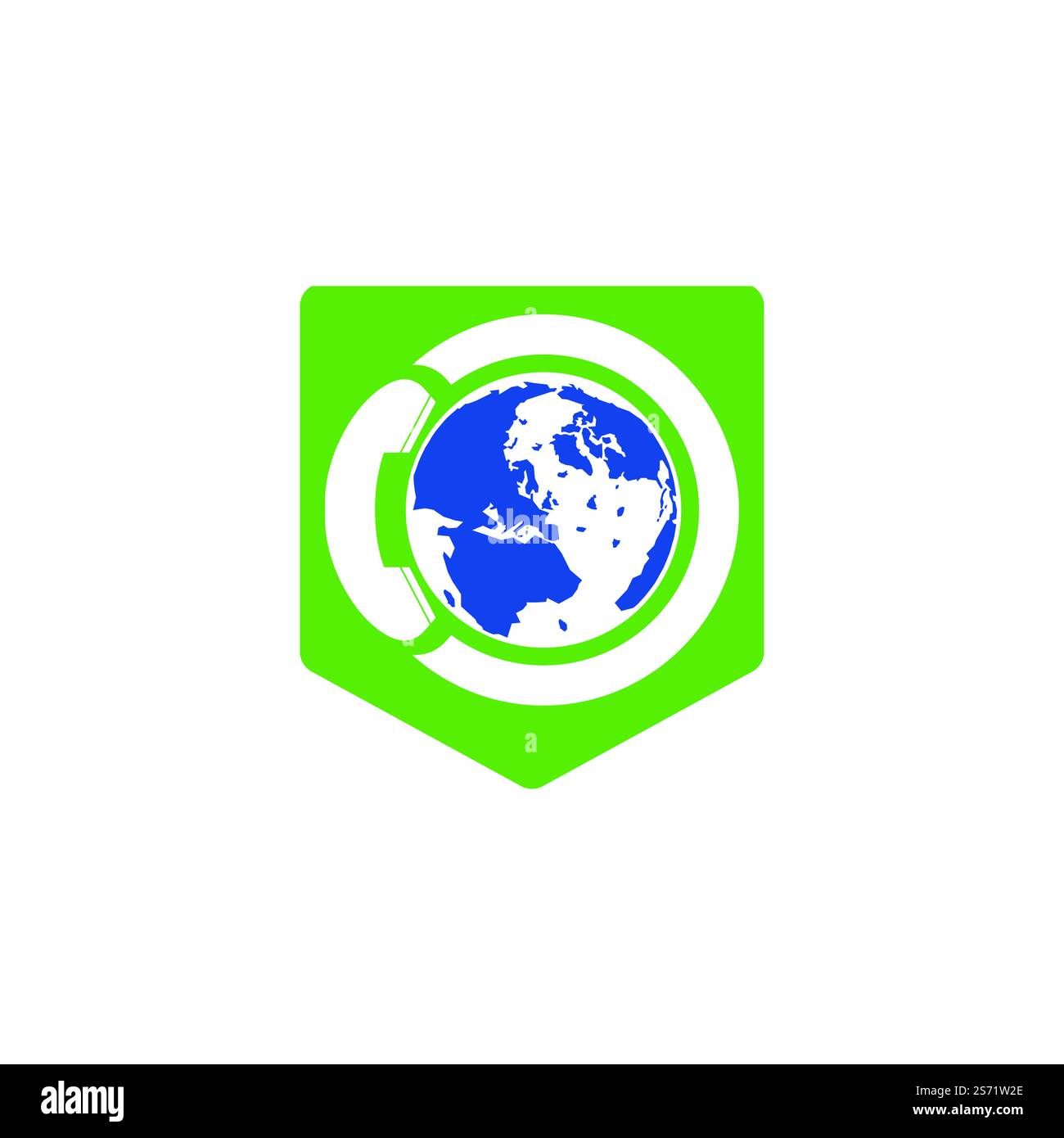 Globe with handset vector logo icon. Call and globe icon international ...