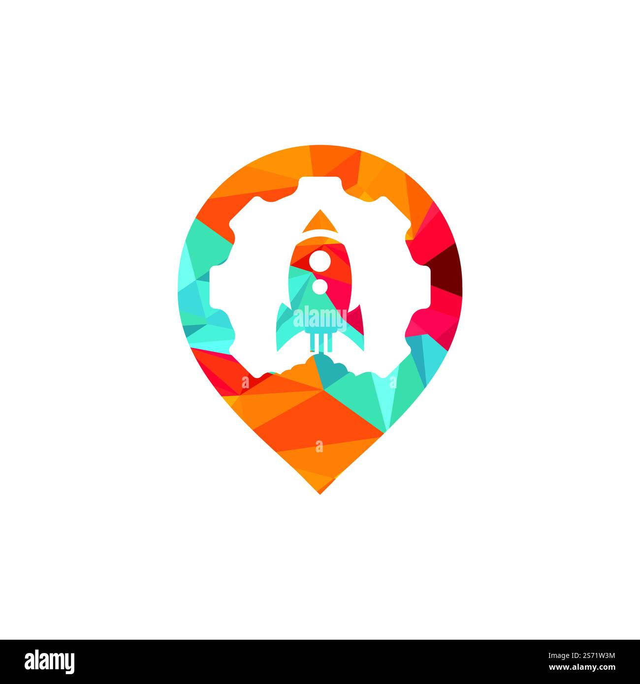 Rocket Gear vector logo design template. Cog wheel and rocket launch ...