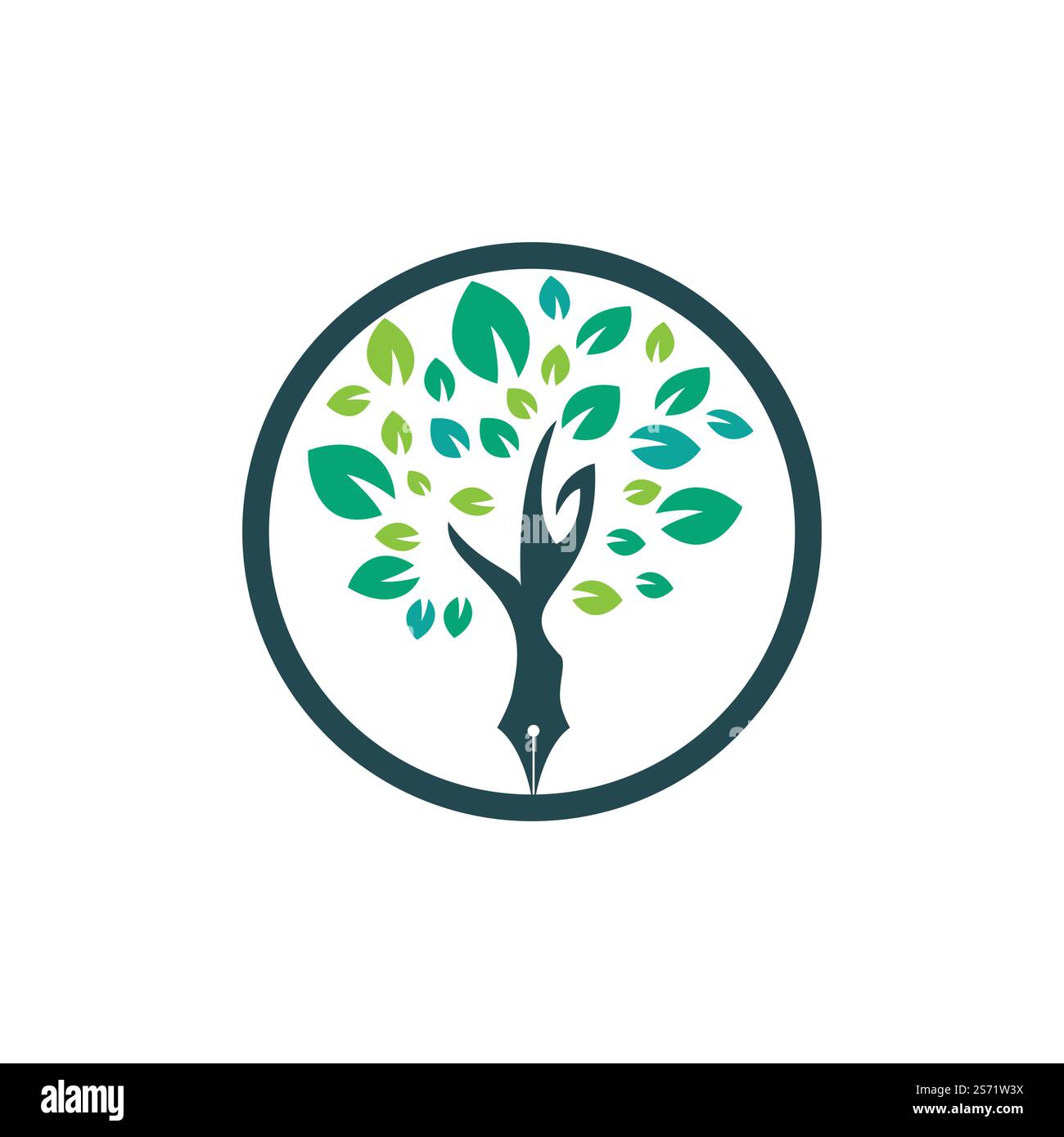 Tree pen vector logo design template. Writer and nature logo concept ...