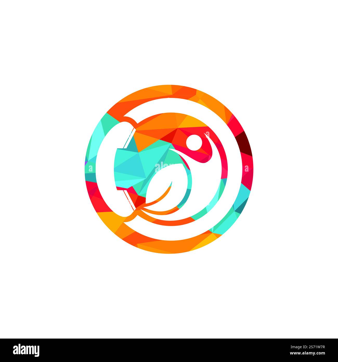 Health call vector logo design. Human and leaf with handset icon logo ...