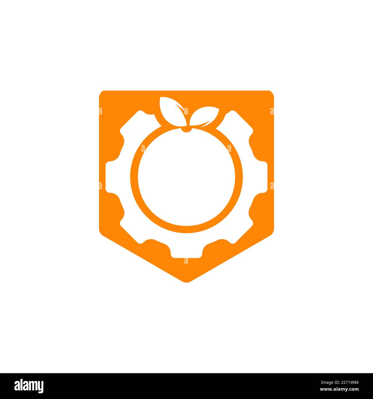 Gear with fresh orange logo design. Cog wheel and fruit vector icon ...