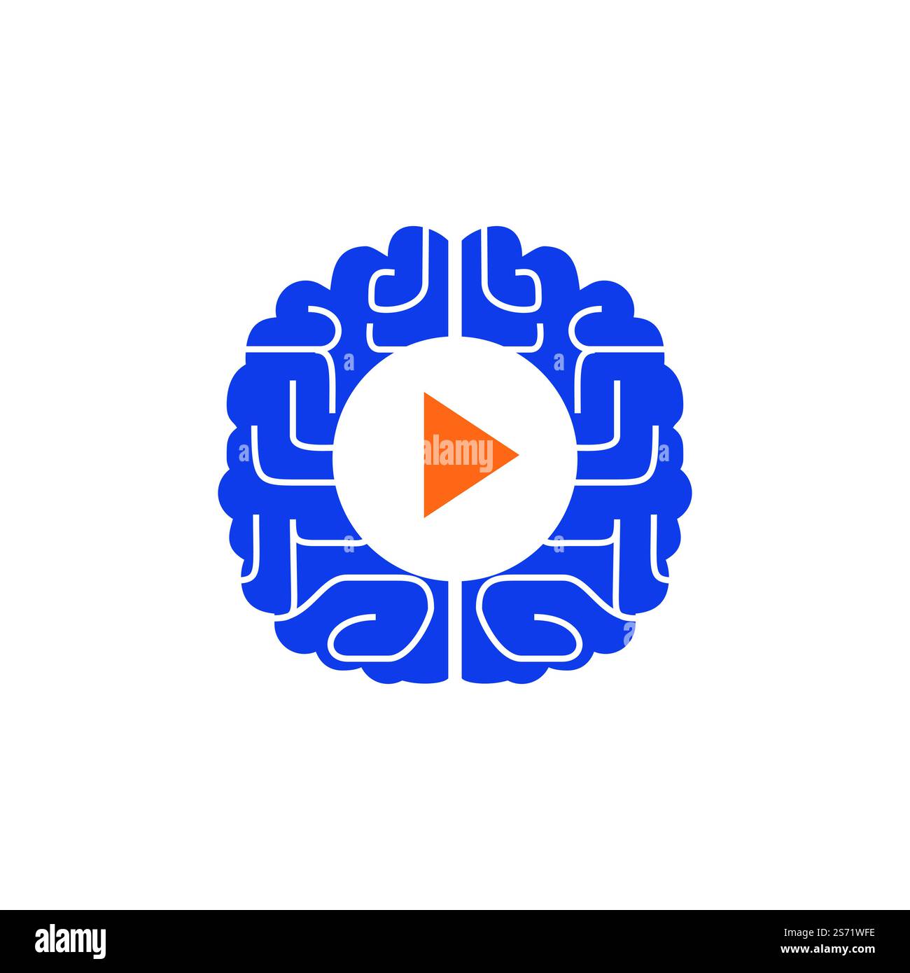 Brain media player vector logo design. Mind play logo template design ...