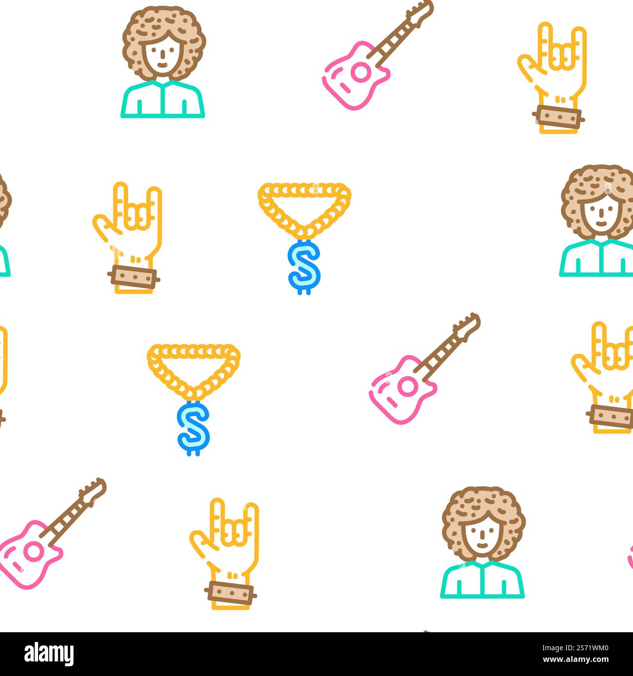 Music Genres Audio Performance vector seamless pattern thin line ...