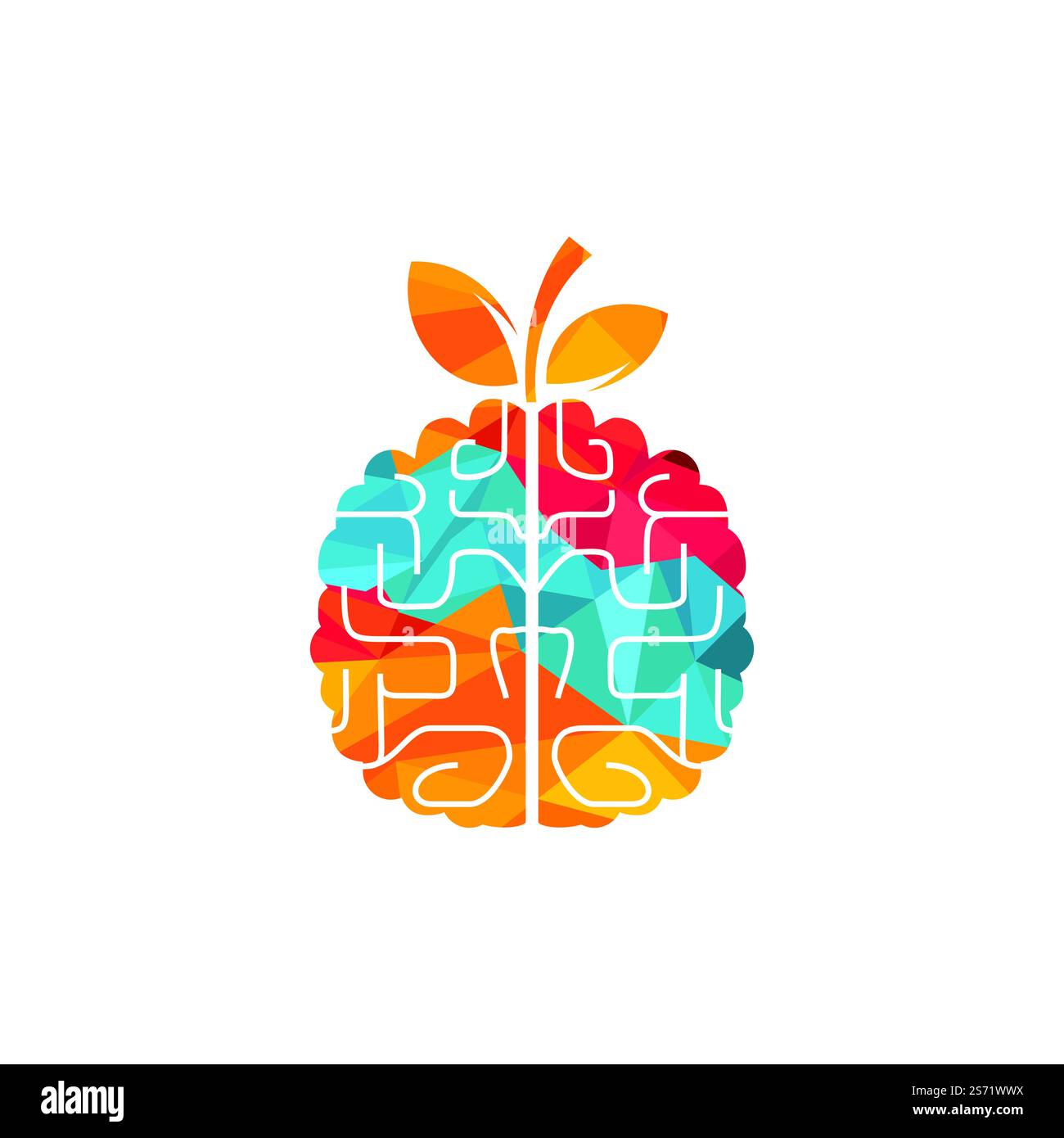 Orange brain vector logo design. Logo of a fruit style brain Stock ...