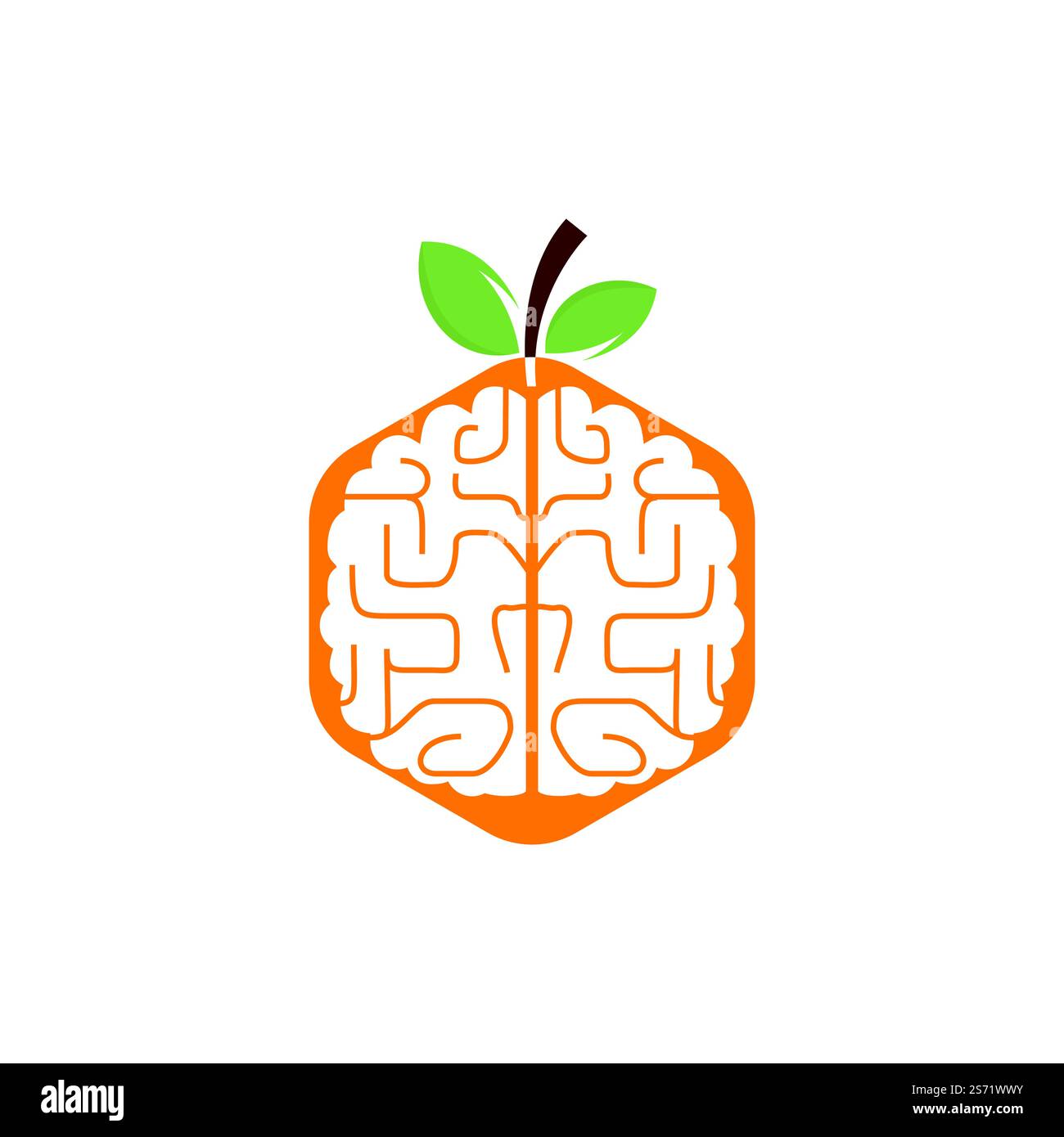 Orange brain vector logo design. Logo of a fruit style brain Stock ...