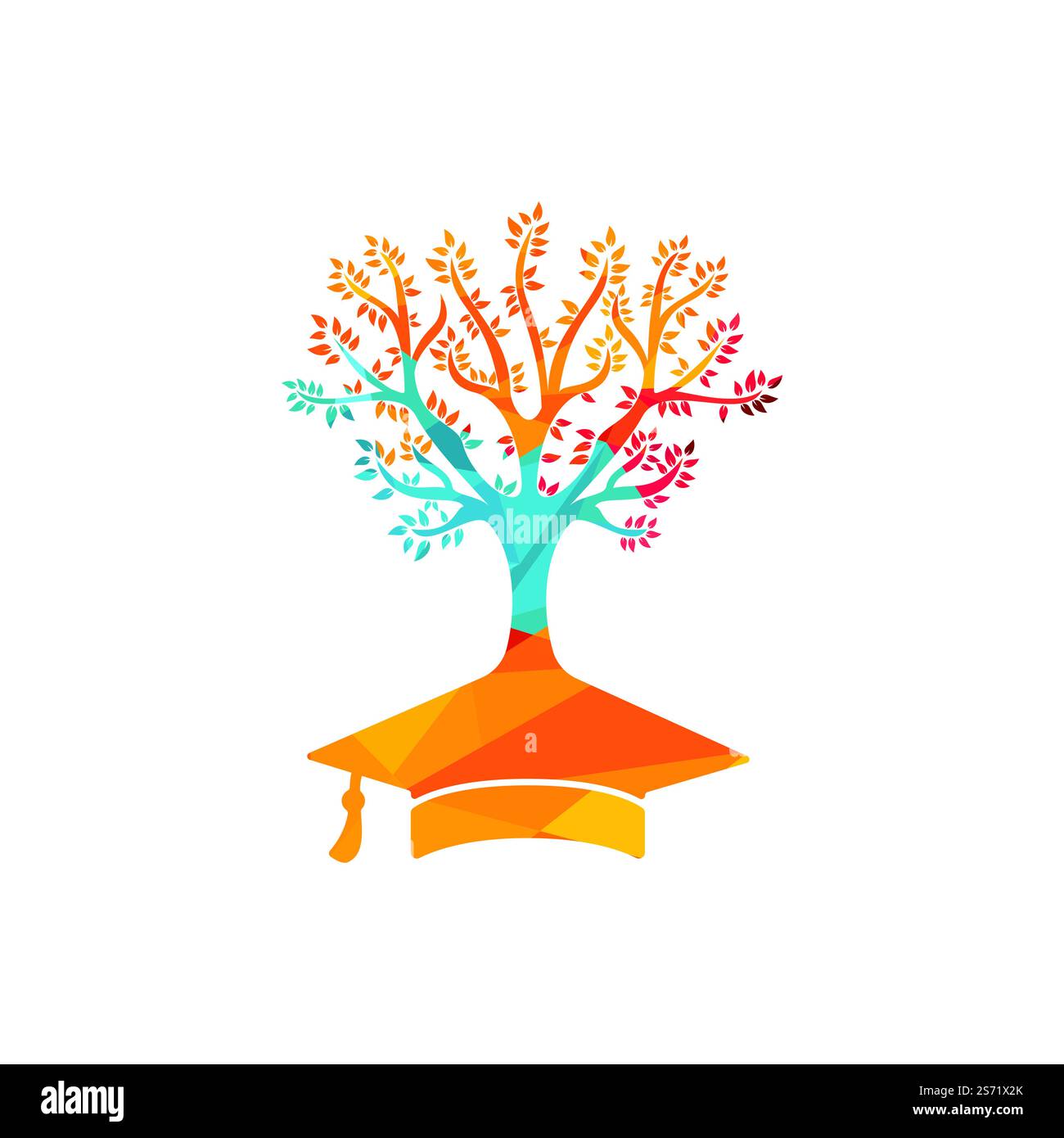 Creative modern nature Education logo design. Graduation cap and tree ...
