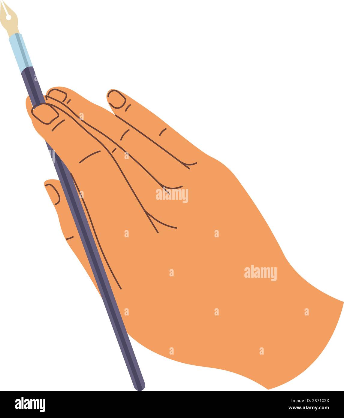 Vintage tool for writing and lettering, isolated hand with calligraphic ...