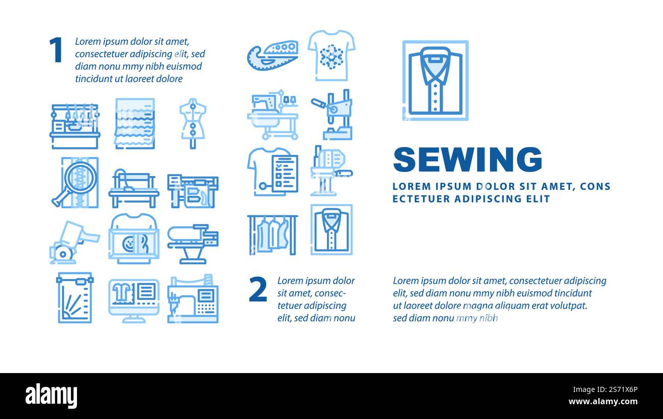 factory sewing sew machine landing web page header vector. tailor ...