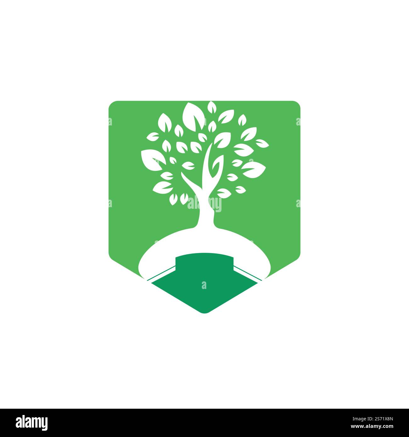 Nature call vector logo design. Handset tree icon design template Stock ...