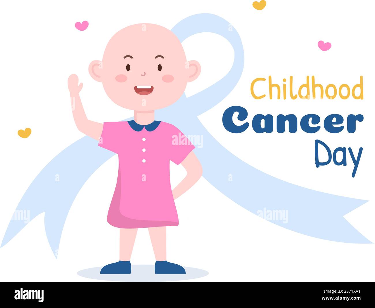 International Childhood Cancer Day Hand Drawn Cartoon Illustration on ...