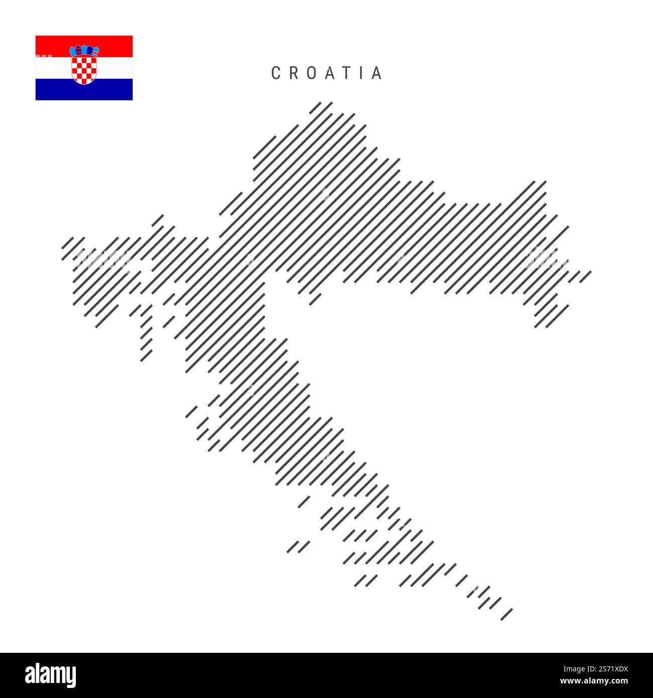 Croatia map from pattern of black slanted parallel lines. Croatian map ...