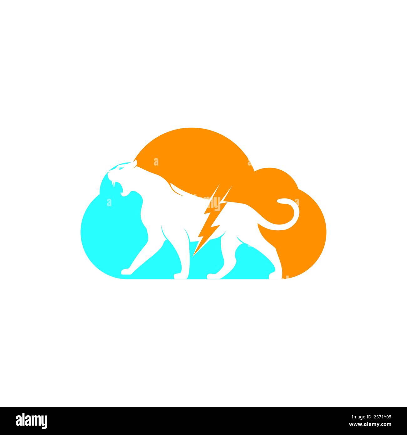 Cheetah thunder with cloud shape vector logo design. Cheetah electric ...