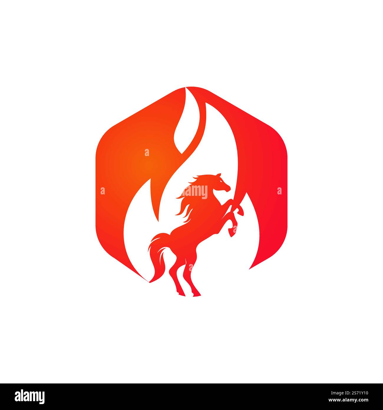 Burning horse in fire flame logo vector design template. Speed, freedom ...