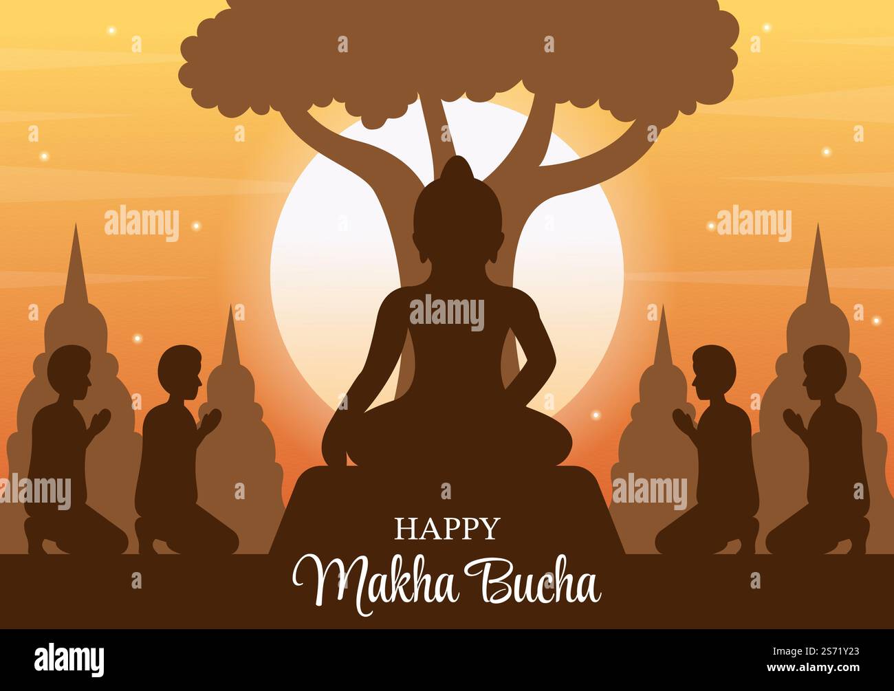 Happy Makha Bucha Day Template Hand Drawn Cartoon Flat Illustration ...