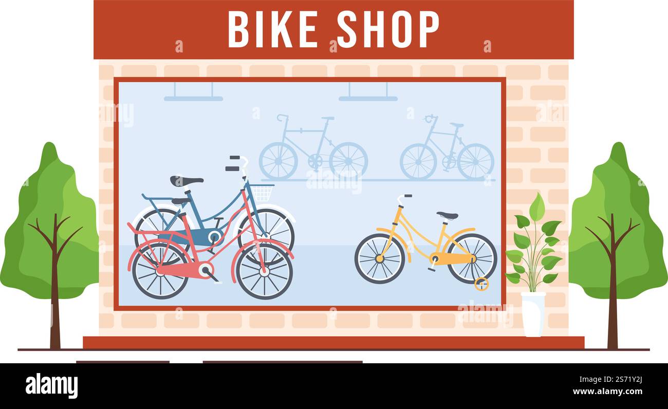 Bike Shop with Shoppers People Choosing Cycles, Accessories or Gear ...