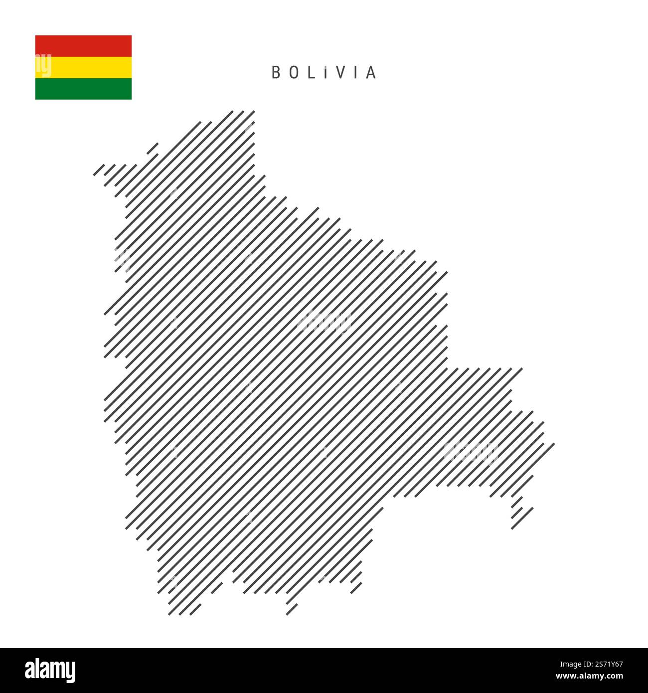Bolivia map from pattern of black slanted parallel lines. Bolivian map with gray diagonal lines ...