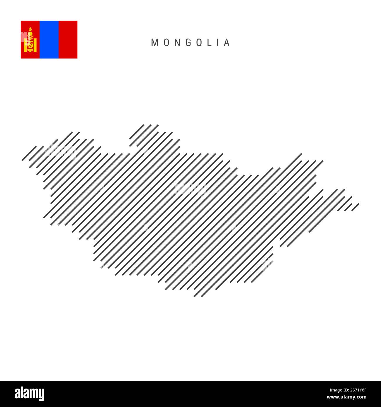 Mongolia map from pattern of black slanted parallel lines. Mongolian ...