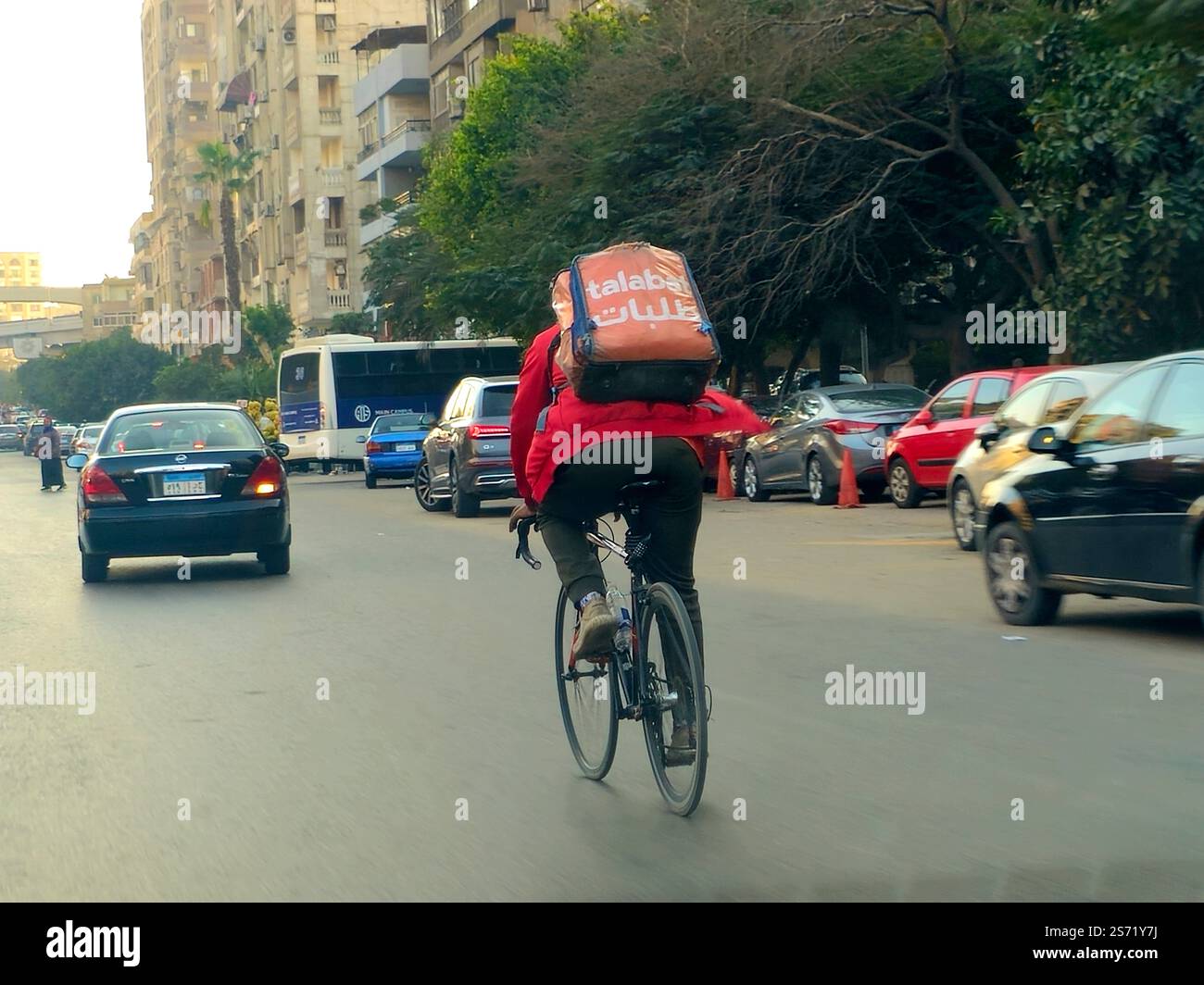 Cairo, Egypt, December 16 2024: Talabat bicycle (bike) delivery service of Food, groceries and ...