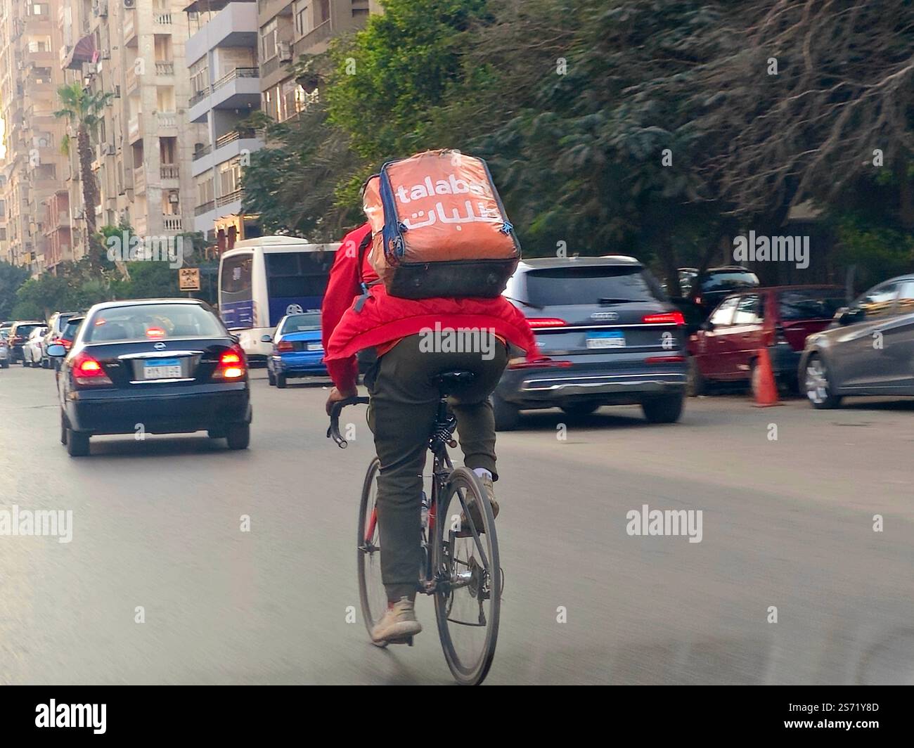 Cairo, Egypt, December 16 2024: Talabat bicycle (bike) delivery service ...