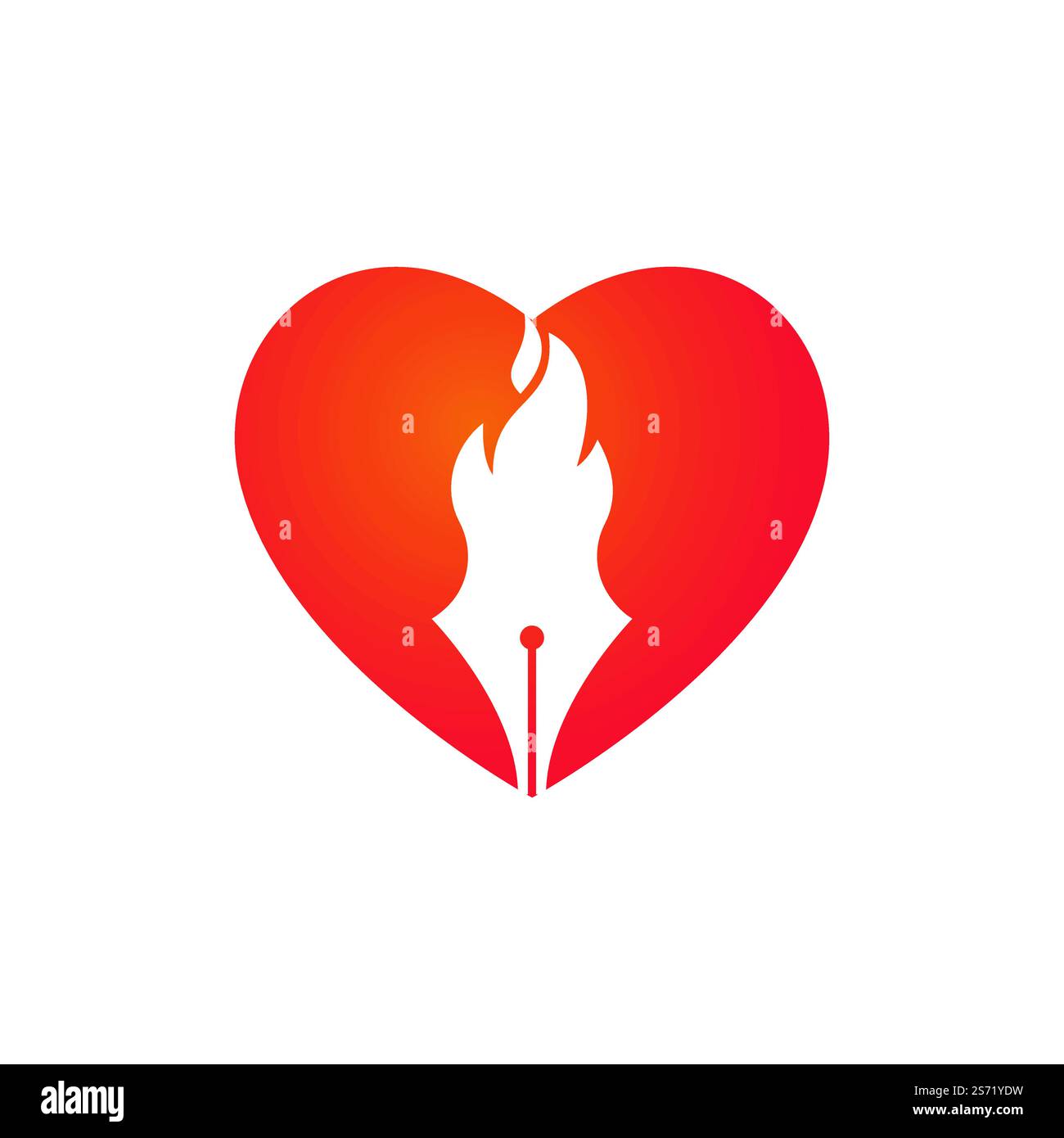 Fire Pen vector logo design concept. Hot writer love vector logo icon ...