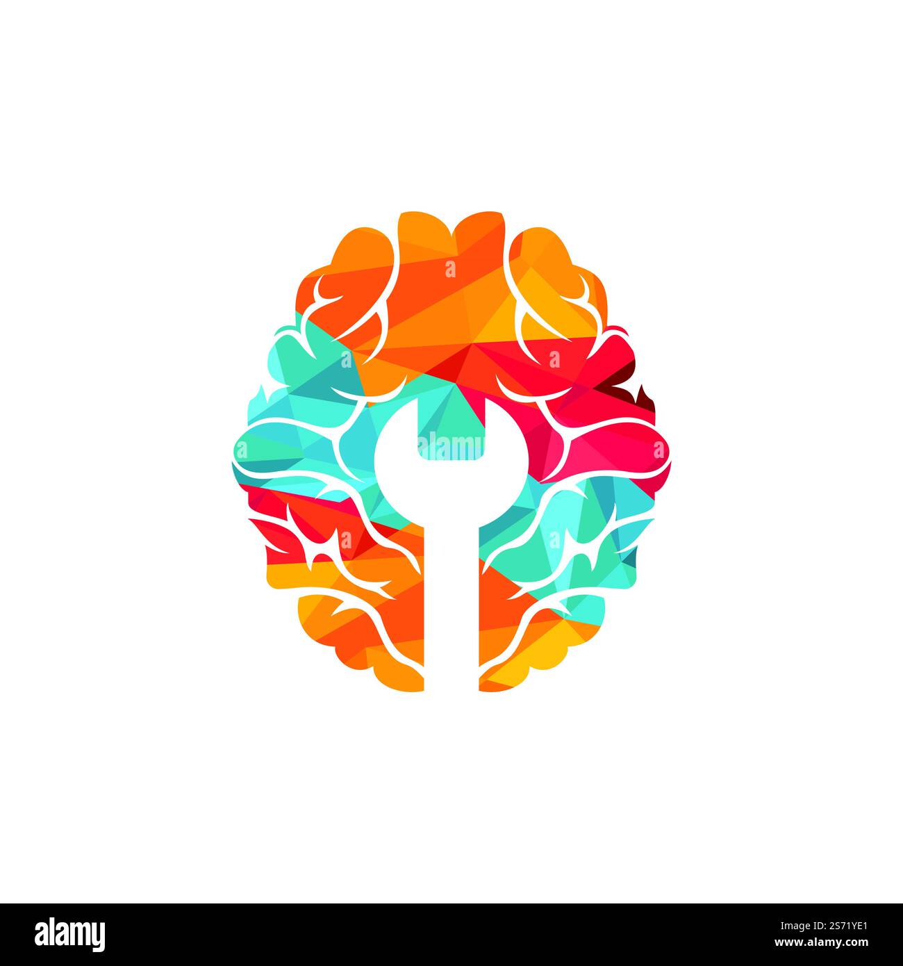 Brain repair vector logo design. Brain and wrench icon logo design ...