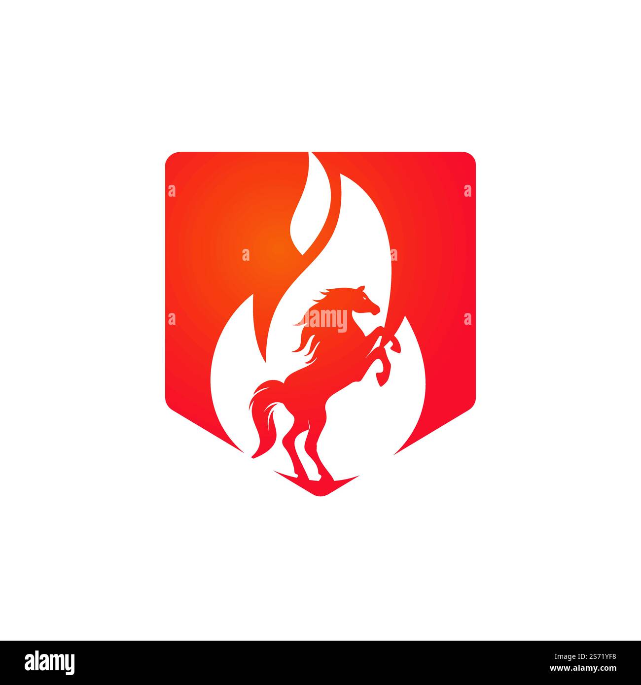 Burning horse in fire flame logo vector design template. Speed, freedom ...