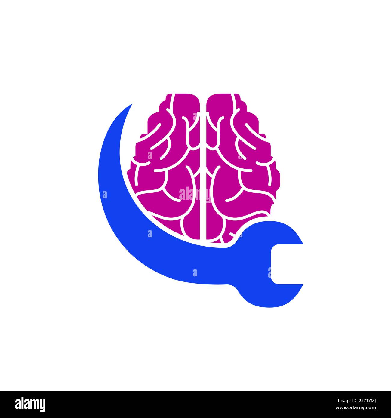 Brain repair vector logo design. Brain and wrench icon logo design ...