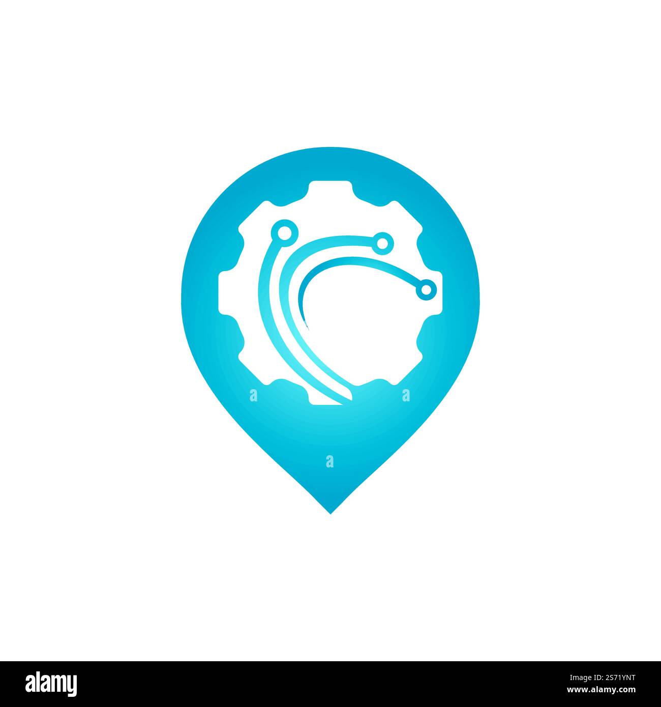 Techno gear with pin pointer vector logo design. This logo is suitable ...