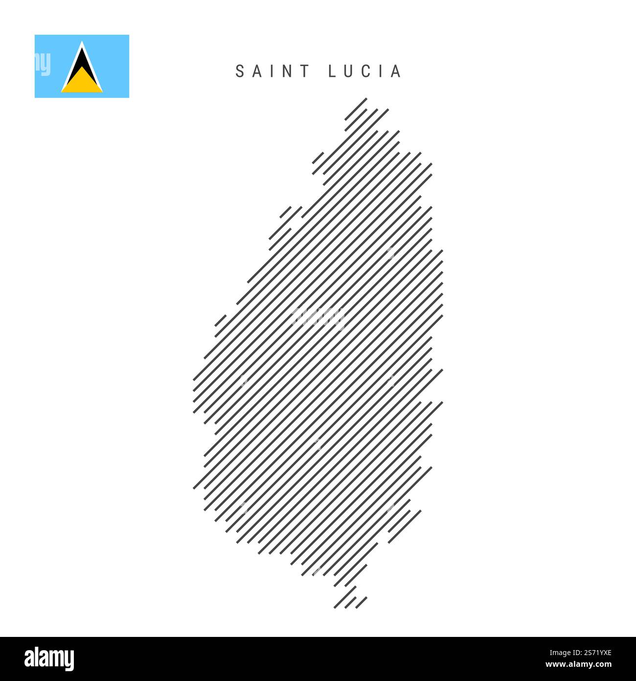 Saint Lucia map from pattern of black slanted parallel lines. Saint ...