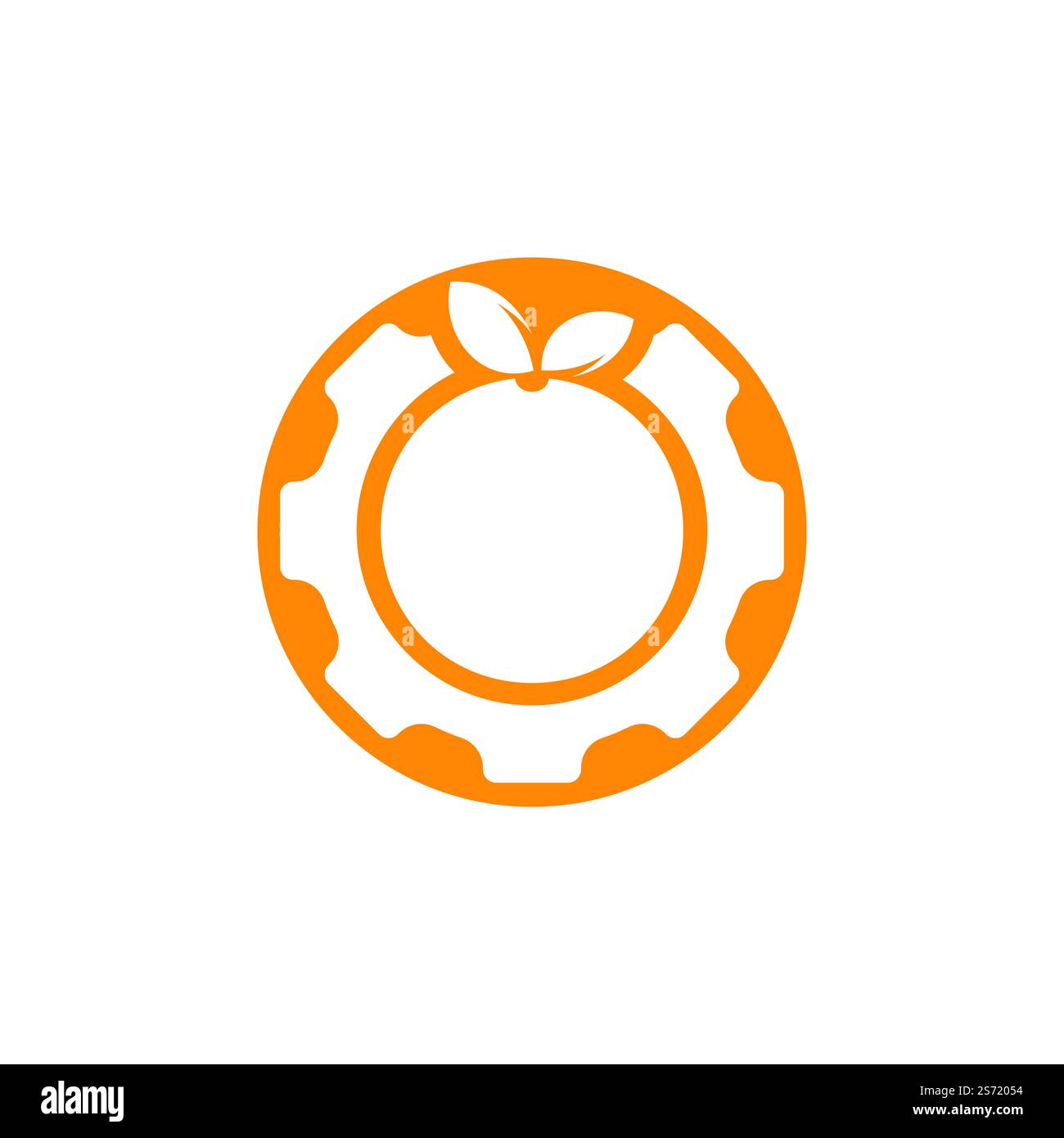 Gear with fresh orange logo design. Cog wheel and fruit vector icon ...