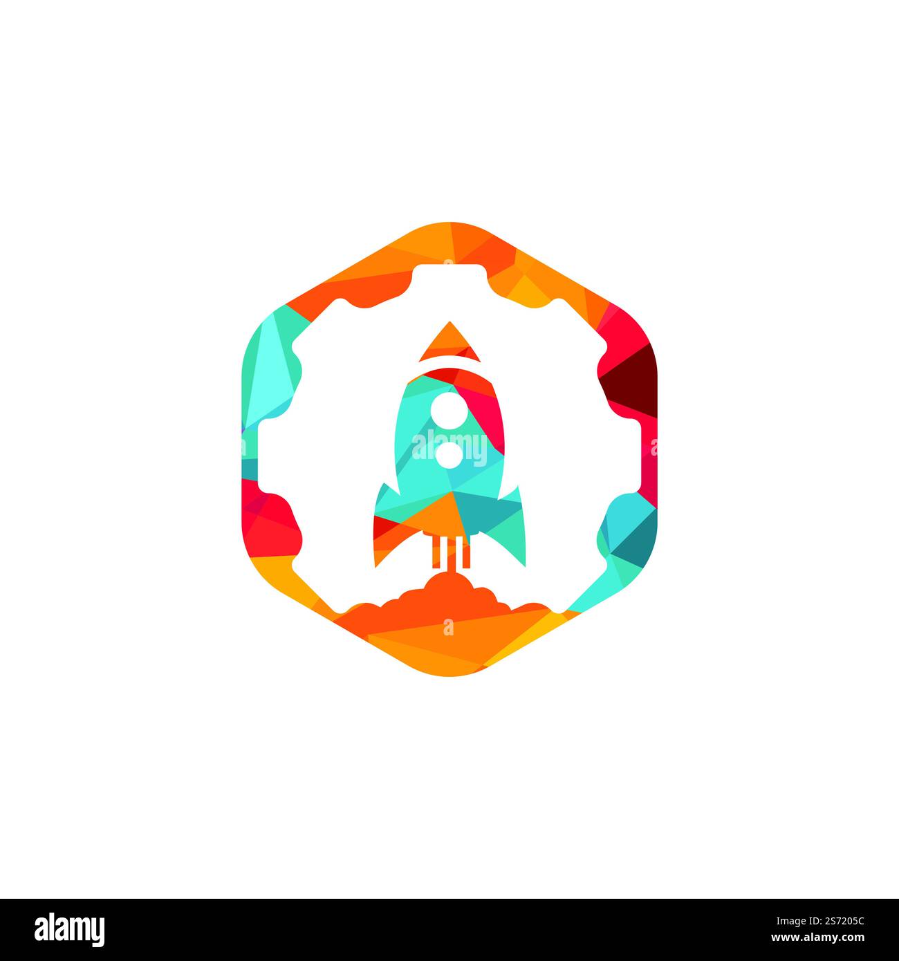 Rocket Gear vector logo design template. Cog wheel and rocket launch ...