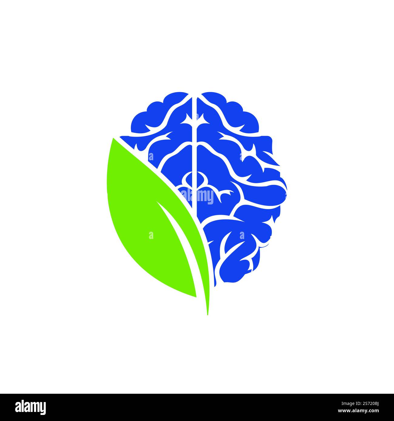 Brain leaf vector logo design. Modern organic logotype template. Think ...