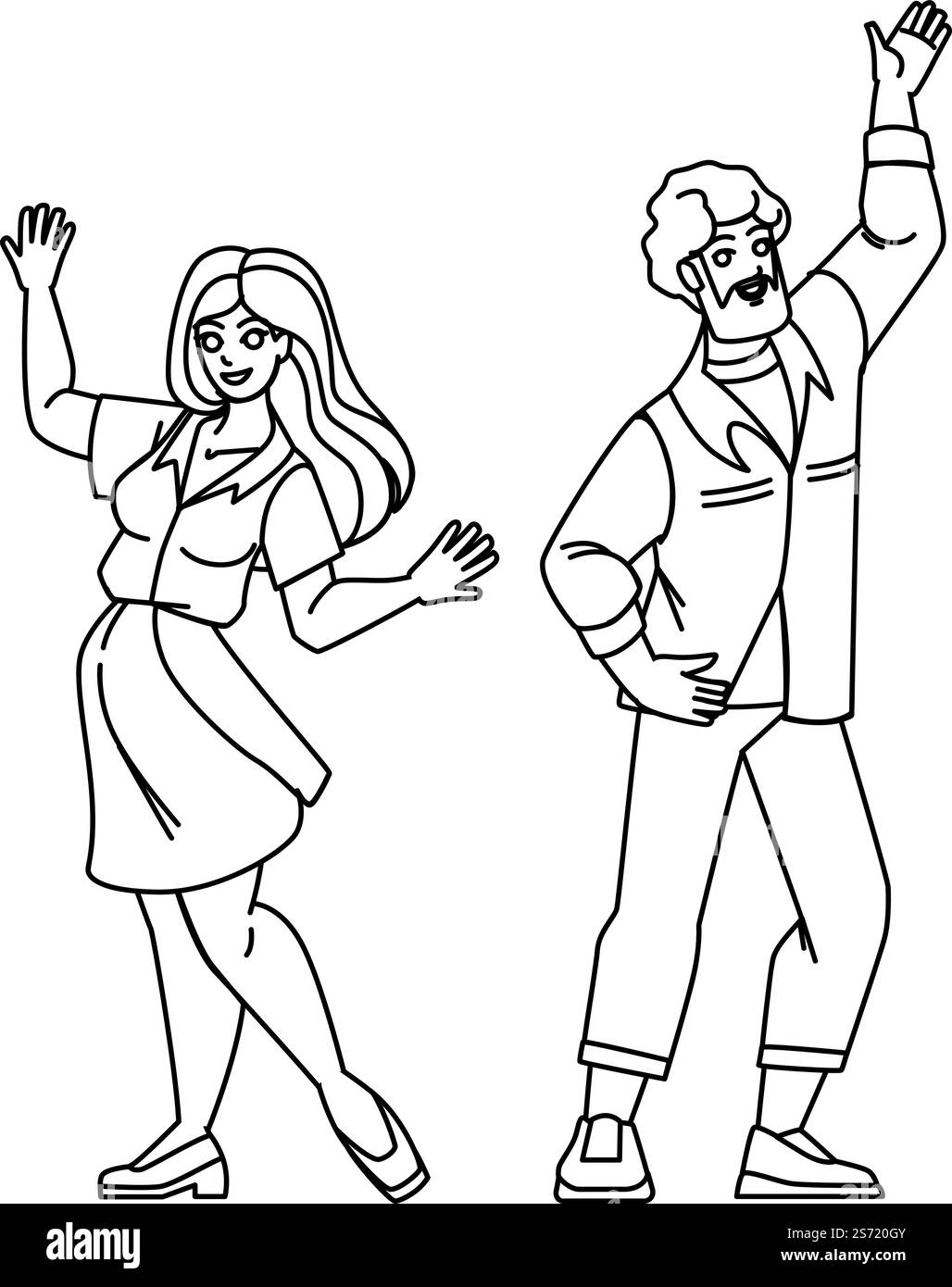 couple dancing line pencil drawing vector. happy woman, female loveman ...