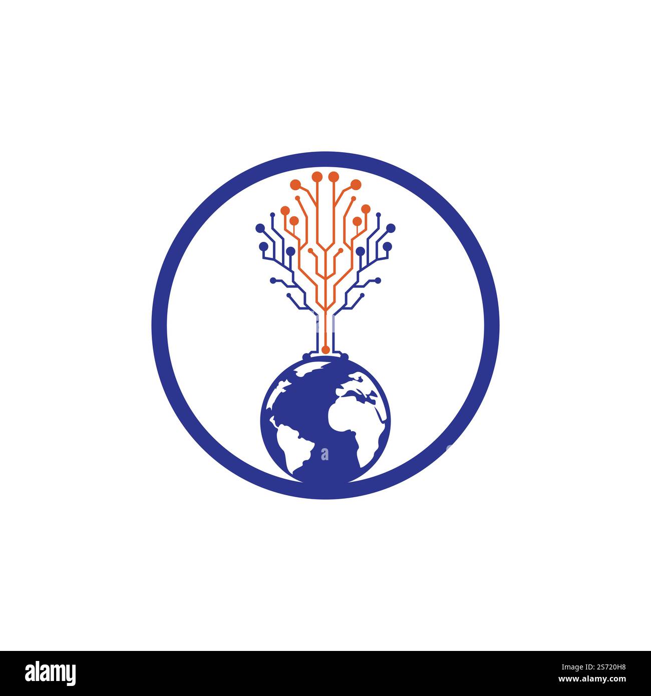 World tech vector logo design template. Globe and tech tree icon design ...