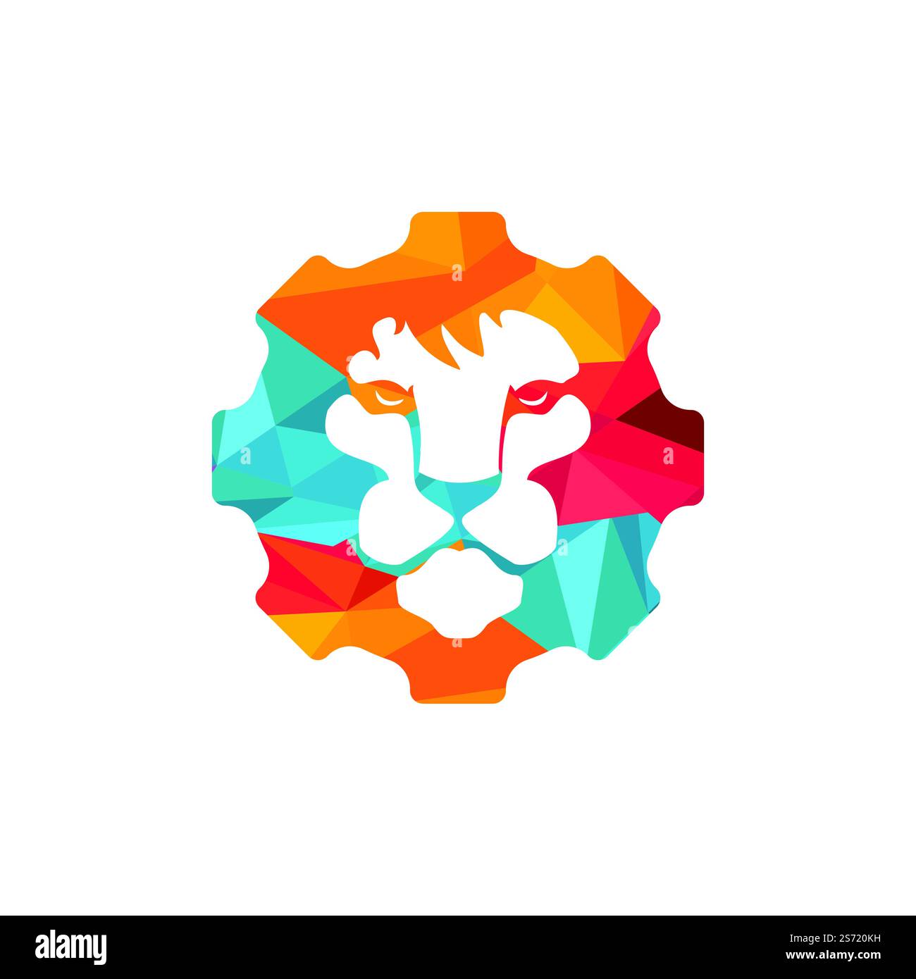 Creative lion gear vector logo design. Lion tech logo concept Stock ...