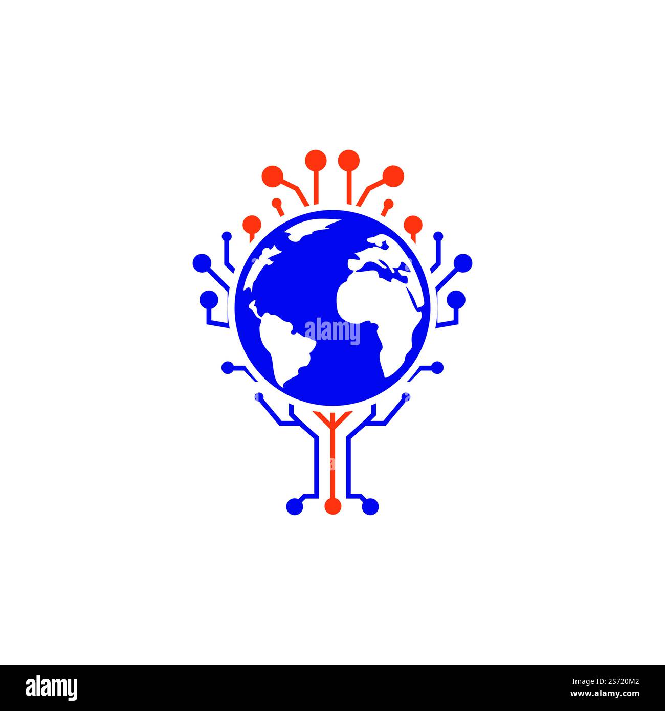 World tech vector logo design template. Globe and tech tree icon design ...
